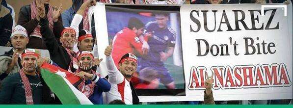 Luis Suarez "Bite" Banner Makes an Appearance as Uruguay Lead Jordan